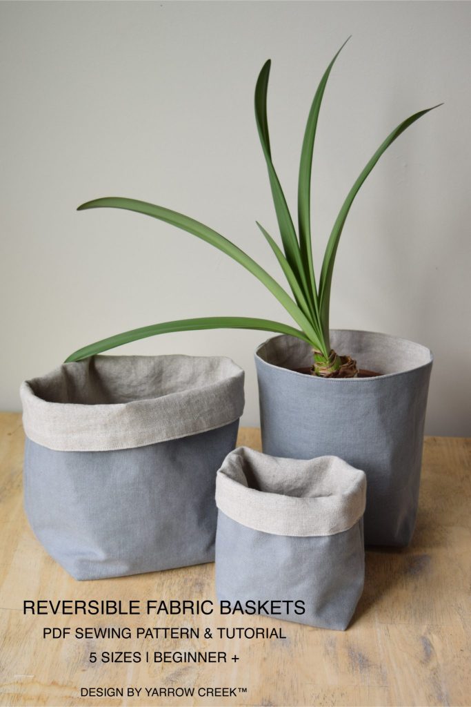 Reversible Fabric Basket PDF Sewing Pattern | 5 Sizes